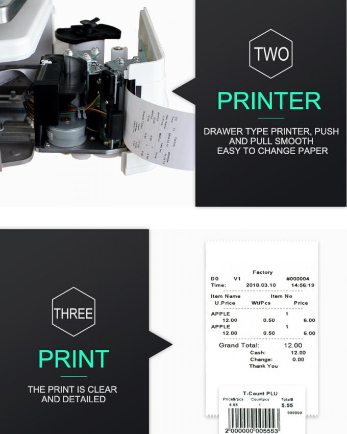 OIML III Class Supermarket Weighing Scale White / Black Color Optional
